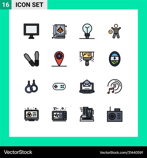 Set 16 Flat Color Filled Lines On Grid For Vector Image