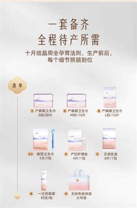 天下诚品 十月结晶待产包四季入院全套产妇卫生巾护理垫孕妇月子用品8件套