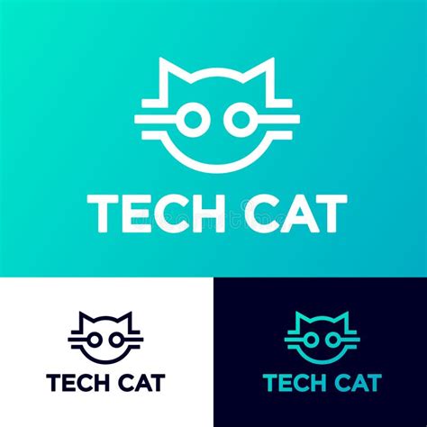Technical Cat Logo Digital Tech Icon Like Cat Face Technologies