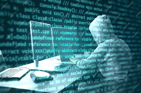 Premium Photo Hacker Programmer Using Computer With Abstract