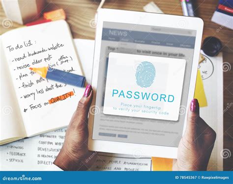 Fingerprint Password Biometrics Technology Concept Stock Image Image