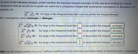 [answered] for each of the following integrals predict wh math
