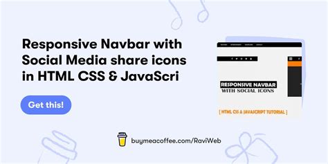 Responsive Navbar With Social Media Share Icons In Html Css And Javascri