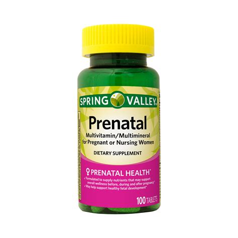 Spring Valley Prenatal Multivitaminmultimineral Tablets Dietary Supplement 100 Count