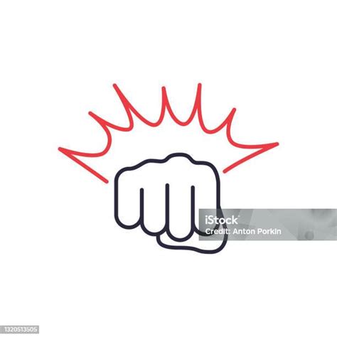 拳頭打黑線圖示手拳頭打或打媽媽的象徵拳擊菲斯庫夫可編輯的筆觸向量插圖向量圖形及更多握緊拳頭圖片 握緊拳頭 圖示 毆打 Istock