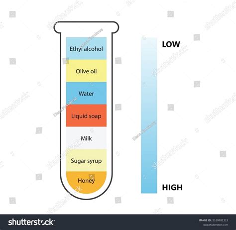 Liquid Density Scientific Experiment Concept Separate Stock Vector