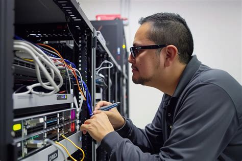 Technician Configuring Server Hardware With Precision Premium Ai Generated Image