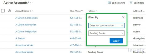 how to apply filters on multi choices columns in dynamics 365 ce