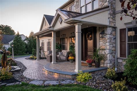 Front Porch Paver Walkway And Patio Landscaping And Low Voltage Lighting