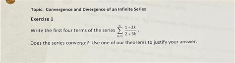 Solved Topic Convergence And Divergence Of An Infinite