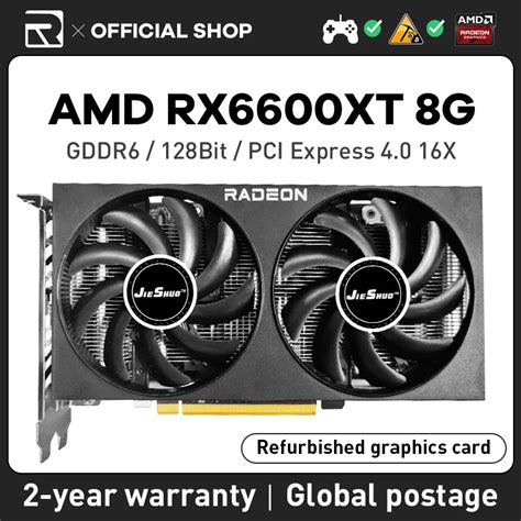 Jieshuo AMD Radeon RX 6600XT 8GB 비디오 카드 GPU GDDR6 128 비트 데스크탑 RX