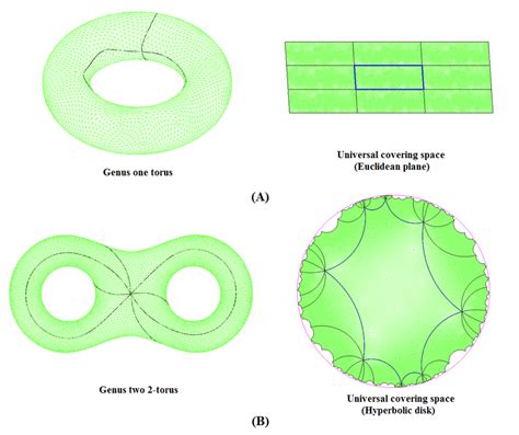 1 A Shows The Genus One Torus And Its Universal Covering Space