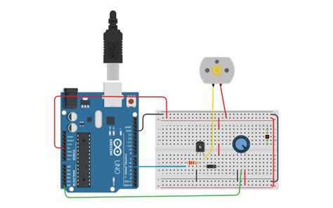circuit design motore potenziometro tinkercad