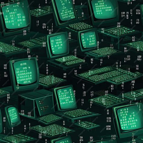 Premium Ai Image Retro Computer Terminal With Matrix Code