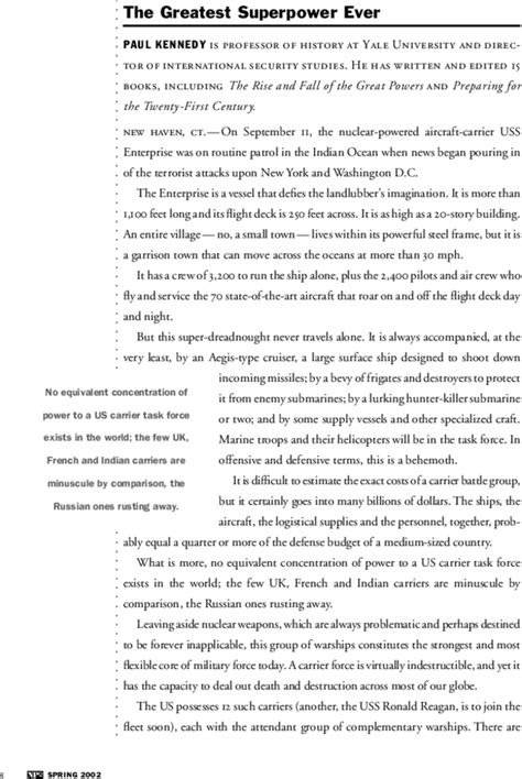 The Greatest Superpower Ever Kennedy 2002 New Perspectives
