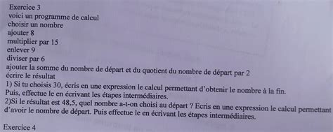 Solved Exercice 3 Voici Un Programme De Calcul Choisir Un Nombre