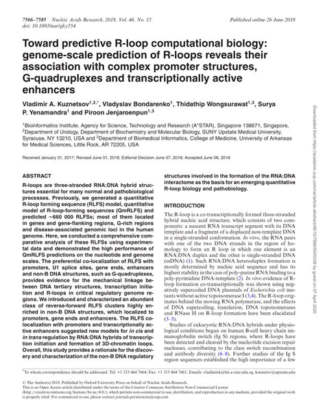 Pdf Toward Predictive R Loop Computational Biology Genome Scale