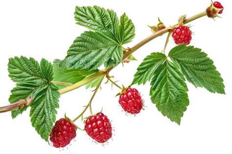 Rubus Idaeus Isolated On A White Background Premium Ai Generated Image