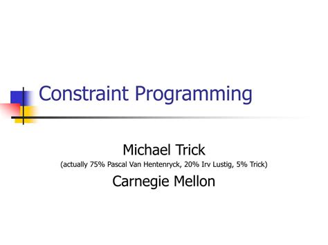 ppt constraint programming powerpoint presentation free download
