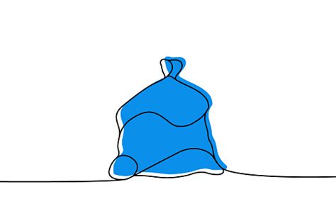 쓰레기 봉투 한 줄 색깔의 연속 그림 쓰레기 봉투 연속 한 줄 다채로운 일러스트레이션 벡터 미니멀리스트 선형 일러스트레이션 1에