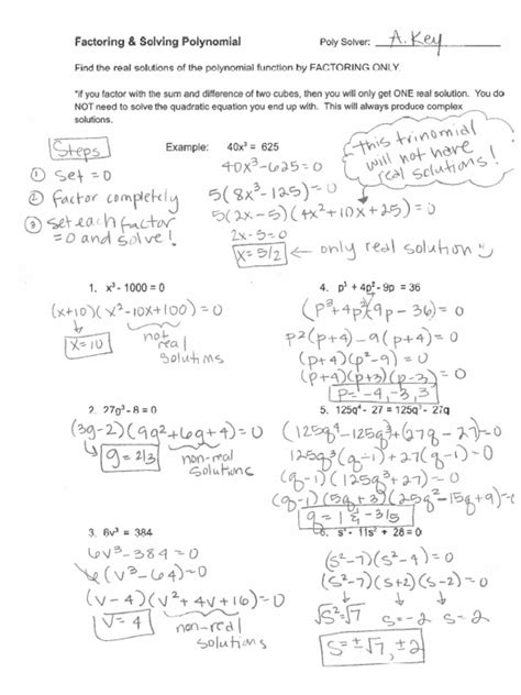 Solve By Factoring Practice With Example Key Pdf