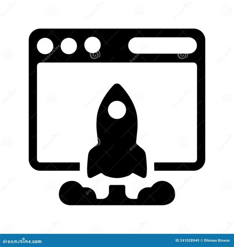 Browser Launch Startup Icon Black Vector Graphics Stock Illustration