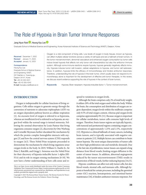 Pdf The Role Of Hypoxia In Brain Tumor Immune Responses