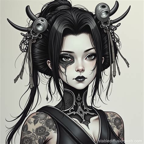 Cyberpunk Geisha In Anime Inspired Ghost In The Shell Style Stable