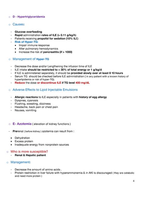 PN 4 Complications Of PN Nutrition Pt2 4 O D Hypertriglyceridemia O