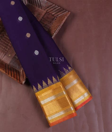 Buy Purple Gadwal Silk Cotton Saree T546049