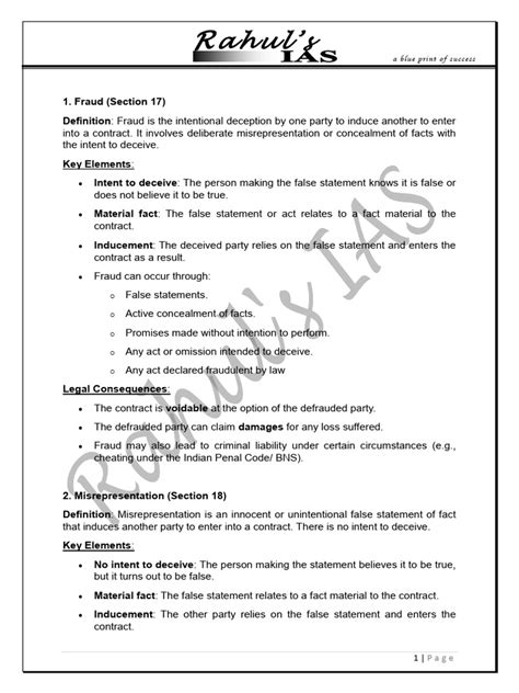Difference Between Fraud And Misrepresentation Pdf