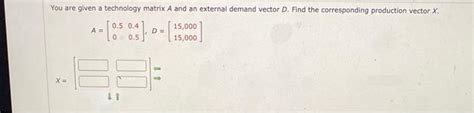 Solved You Are Given A Technology Matrix A And An External