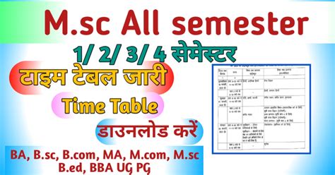 Msc Semester Time Table 2025 Msc Semester Time Table 2025 Out एमए