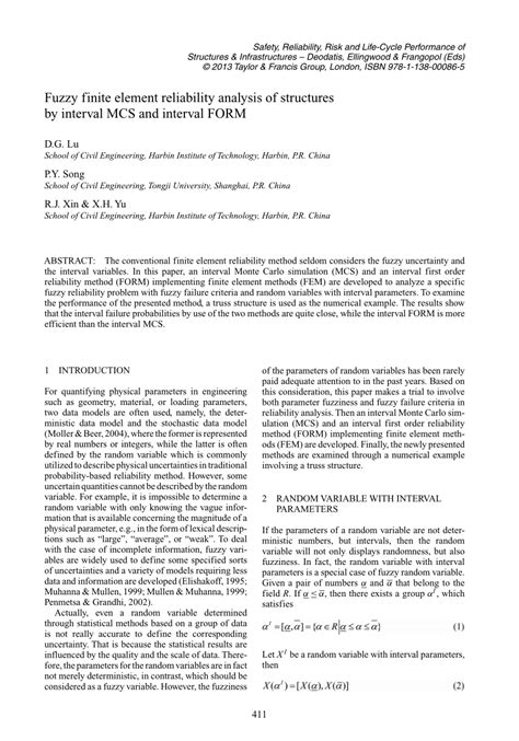 pdf fuzzy finite element reliability analysis of structures by