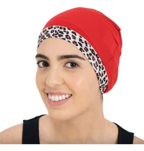 Touca Nero Barra Estampada Anti Frizz Dormir Alisa Cabelo Cor Vermelho