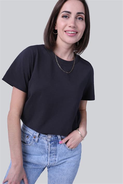 Klasyczny Ciemnoszary T Shirt Damski Koszulka Z Krótkim Rękawem Miss