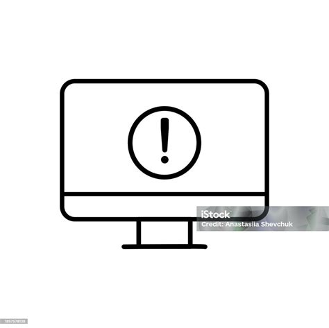 Ikon Tanda Seru Di Layar Monitor Garis Besar Tanda Seru Di Layar