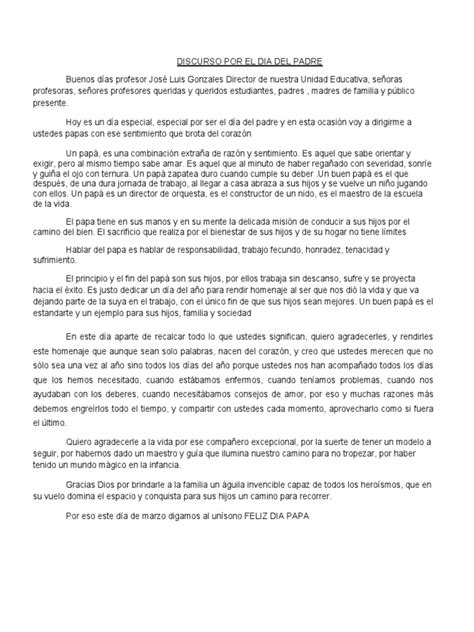 Discurso Por El Dia Del Padre Pdf Amor