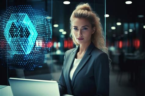 Premium Photo Enhancing Data Protection Empowering Businesswomen With Digital Security Holograms