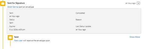 i have sent a document for signature but when the document is signed