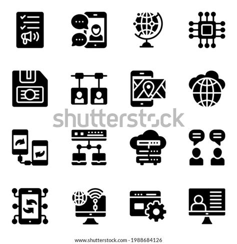 Pack Data Sharing Synchronization Glyph Icons Stock Vector Royalty Free 1988684126 Shutterstock