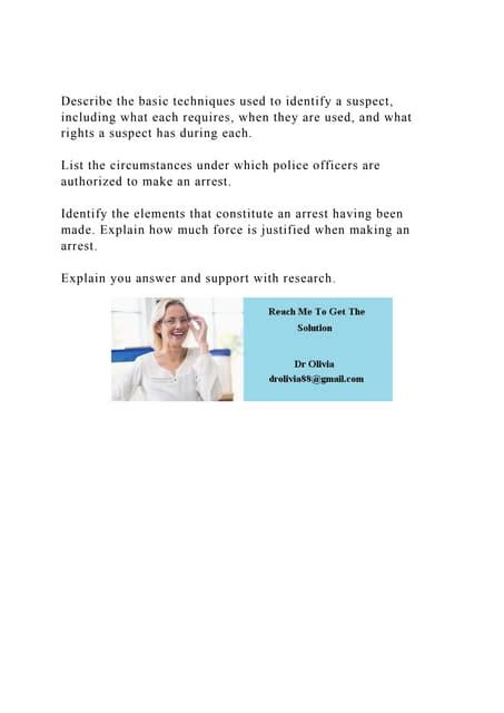 Describe The Basic Techniques Used To Identify A Suspect Includindocx