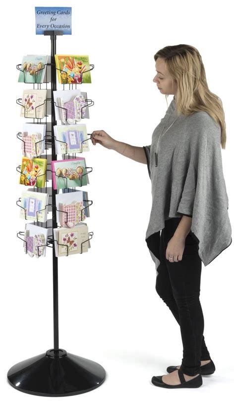 Floor Rotating Greeting Card Display W Sign Clip 24 Horizontal