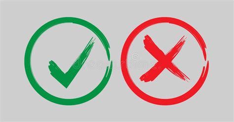 Acceptance And Rejection Symbol Vector Circle Brush Stroke Borders Tick And Cross Signs Check