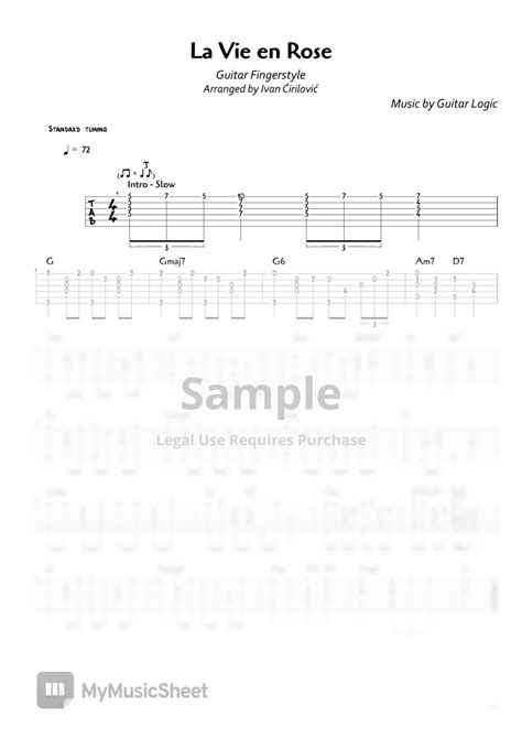 Édith Piaf La Vie En Rose Fingerstyle version Sheets by Ivan Cirilovic