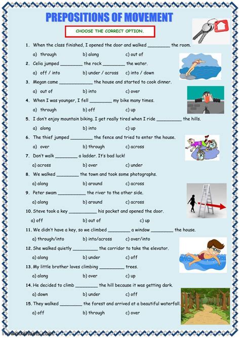 Prepositions Of Movement Worksheet Live Worksheets Worksheets Library