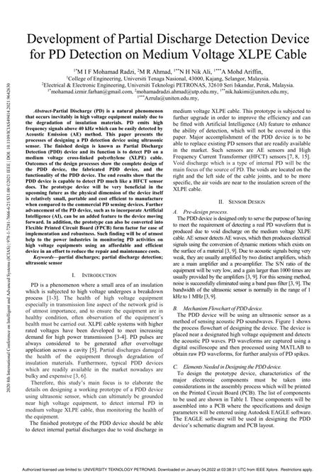 Pdf Development Of Partial Discharge Detection Device For Pd Detection On Medium Voltage Xlpe