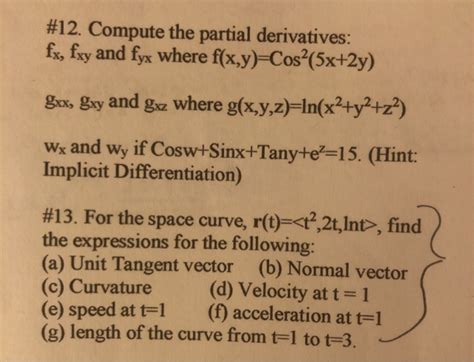 Solved 12 Compute The Partial Derivatives Fx Fxy And Fyx