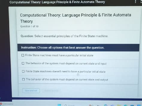 Computational Theory Language Principle Finite Automata Theory Question