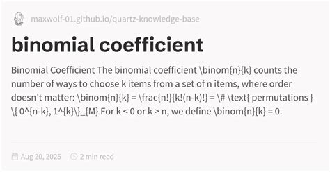 Binomial Coefficient